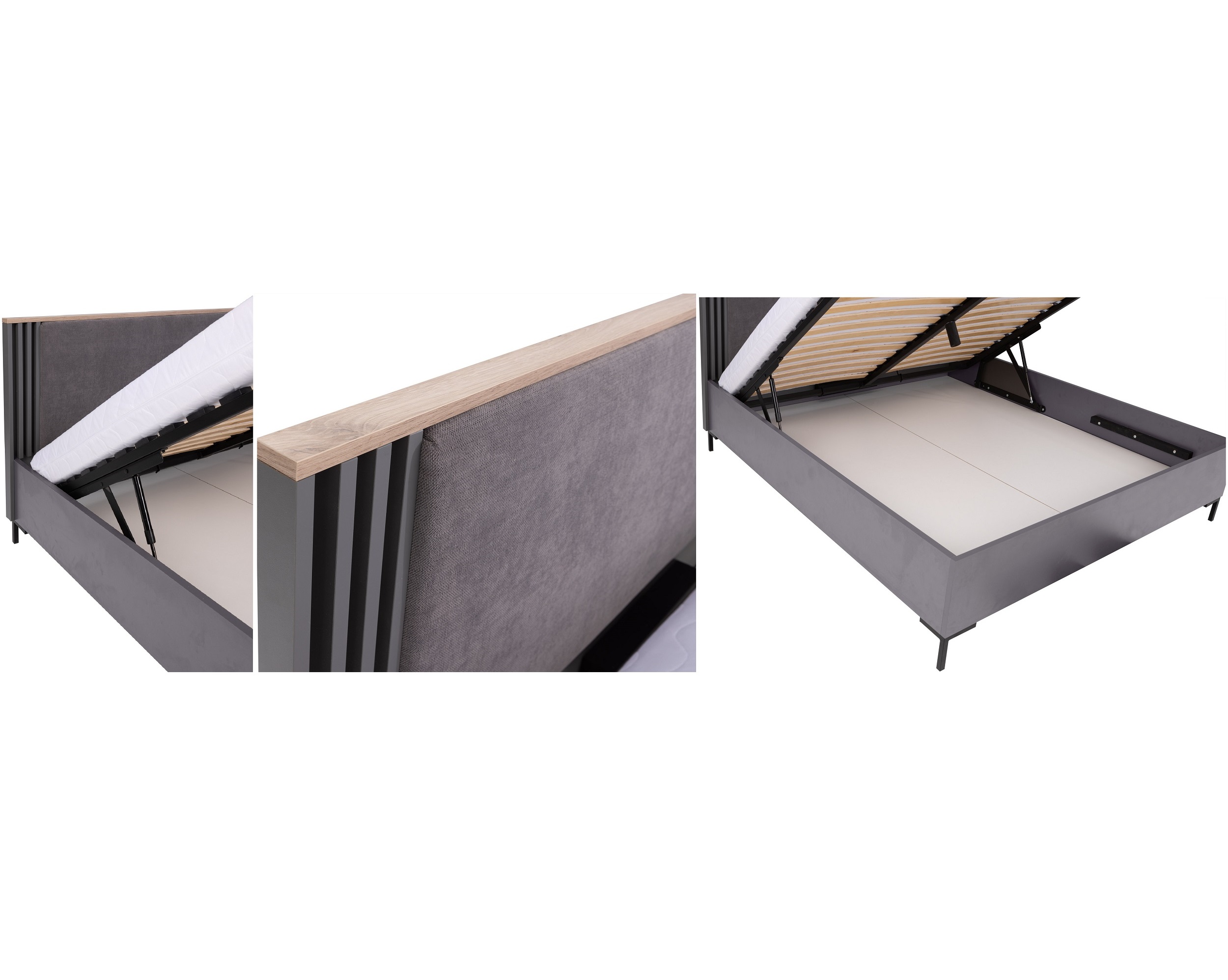 Łóżko 160X200 z zagłówkiem lamelami ALLMO AL19 160 małże | Marmex