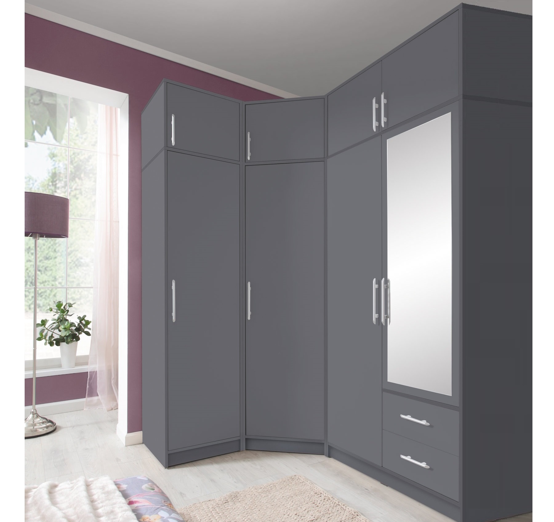 Zestaw komplet szaf SMART A wysoka rogowa szafa z nadsta | Marmex